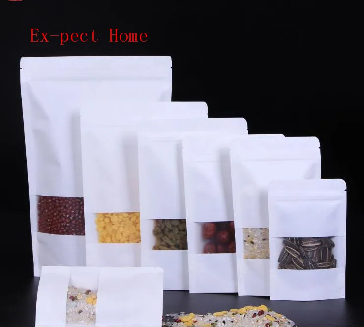 500pcs-lot-White-Stand-up-Zip-Lock-Pouches-with-scrub-window-Clear ...