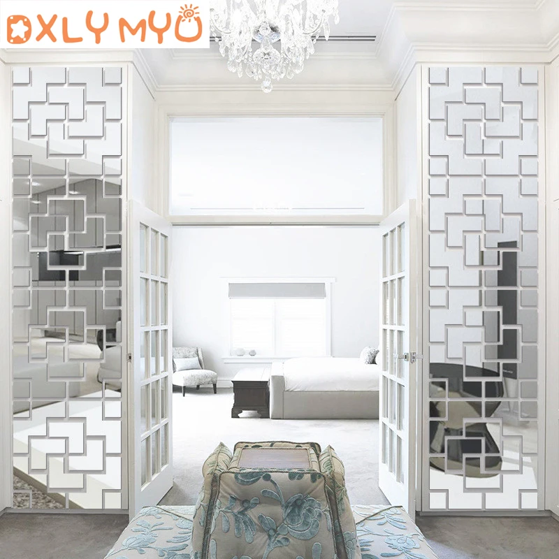 3D-Creative-Wall-Stickers-Geometric-Quadrangle-Design-Acrylic-Mirror ...