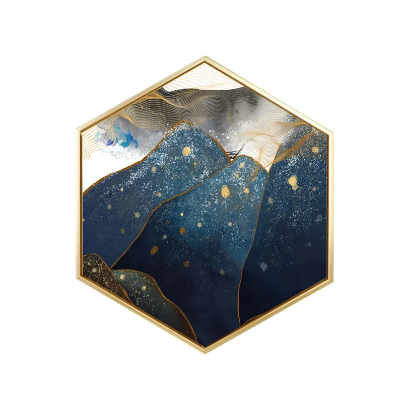 Abstract Art Hexagon Mountain Peak Paintings Wall Decorative Home Mural ...