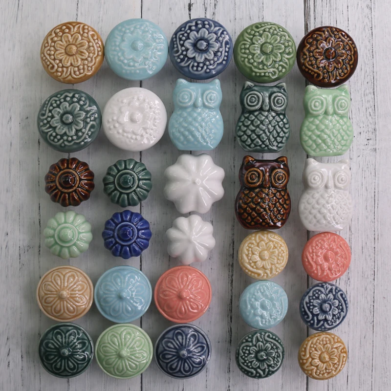1x-Multi-Designed-Ceramic-Cabinet-Drawer-Knobs-Colorful-Cupboard-Door ...