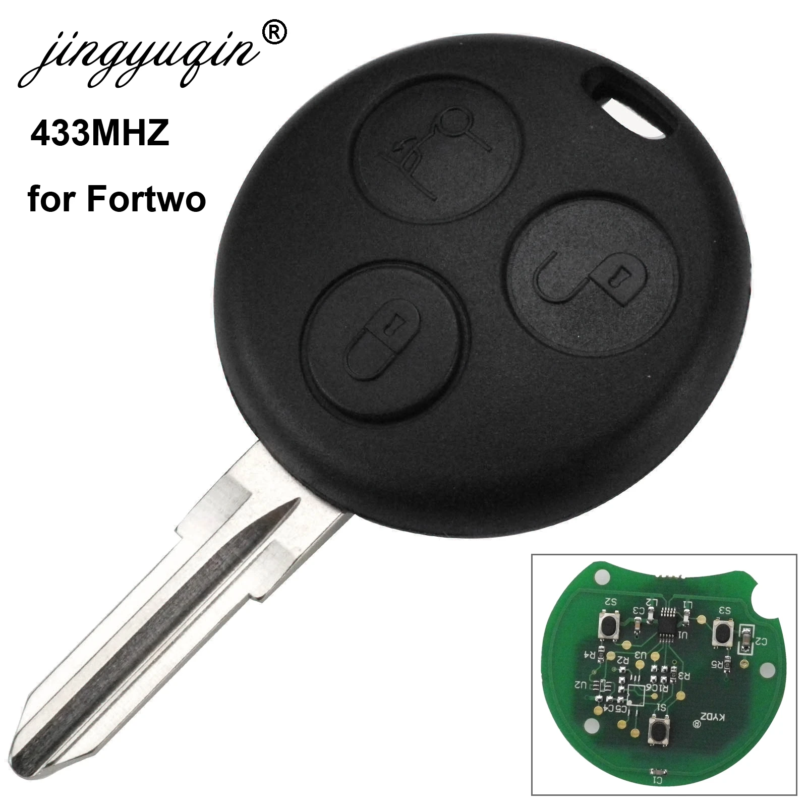 Jingyuqin 5 pçs 3 botão remoto chave do carro para mercedes benz smart ...