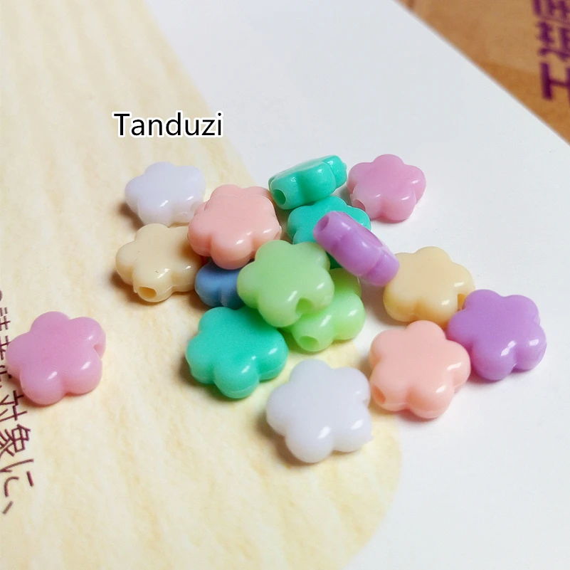 100PCS Mixed Candy Color Flower Shaped Acrylic Accessory 9*3mm DIY ...