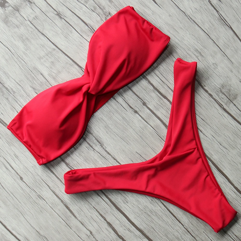 Buy Bikini 2018 Sexy High Cut Low Waist Brazilian Thong Swimwear Women Bandeau
