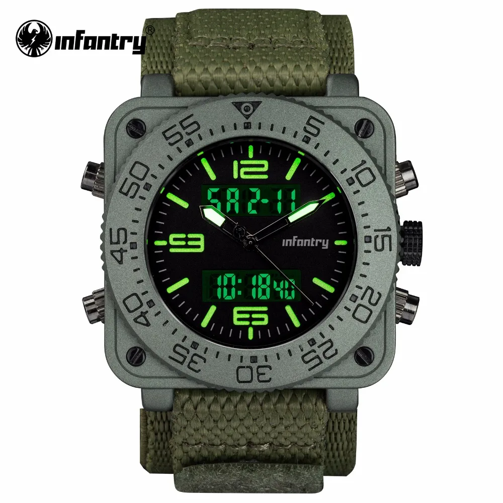 INFANTRY Mens Quartz Watches New Military Army Green Digital Watch ...