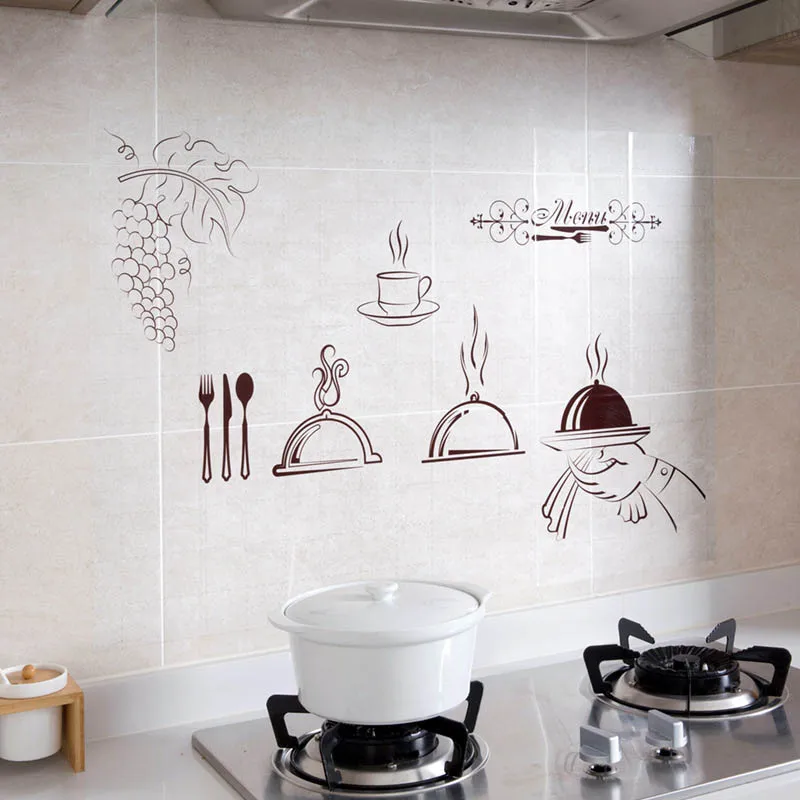 90*60CM Multi-style Transparent Wall Sticker Kitchen Oil-proof ...