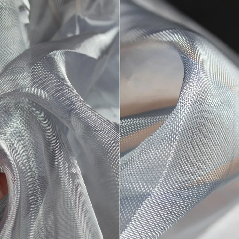 50-130CM-Fashion-Silver-Imitation-Metallic-Nylon-Wire-Mesh-Fabric-Style ...