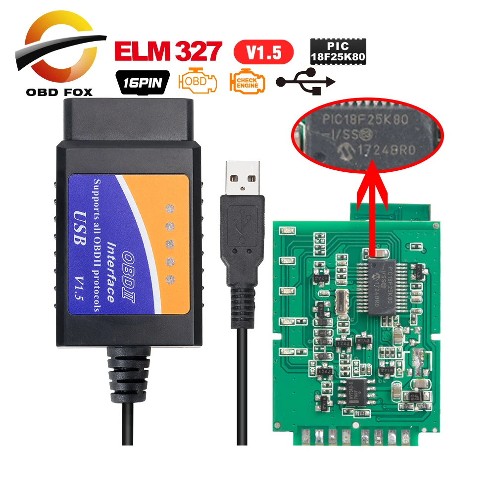 Elm327 v2.1 usb obd2 cabo leitor de codificador scanner super elm 327 ...