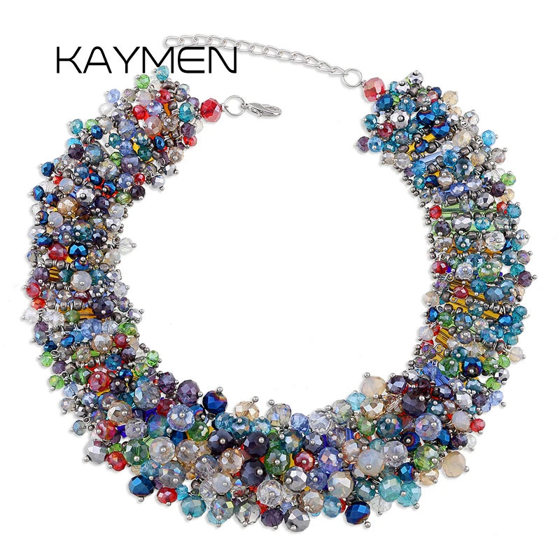 KAYMEN Hot Selling Full Crystals Handmade Statement Necklace for Women ...