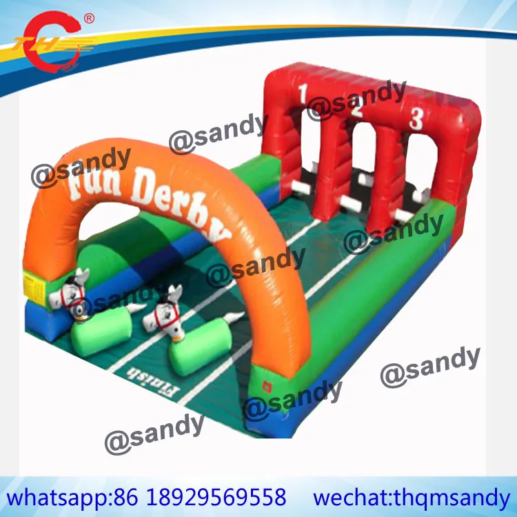 Free Air Ship To Door,3 Lane Inflatable Fun Derby Horse,inflatable Race ...