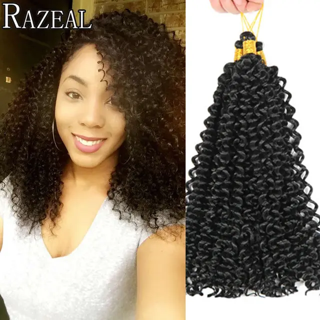 Razeal Hair Crochet Braids Hair 14inch Kinky Curly Crochet Hair Extensions Freetress Water Wave