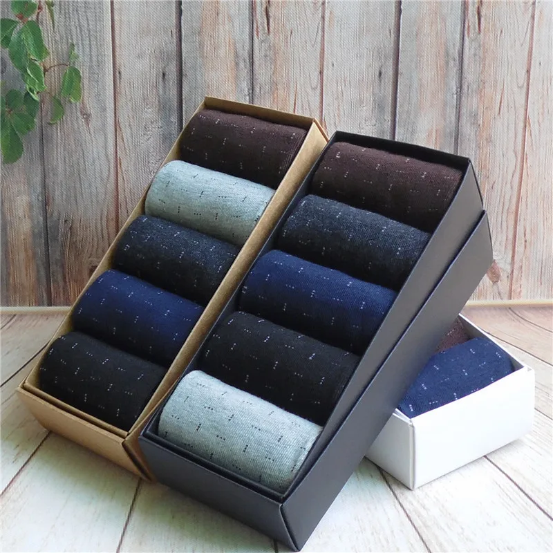 5 pairs Men's socks box packed spot Breathable absorbent fashion gift ...
