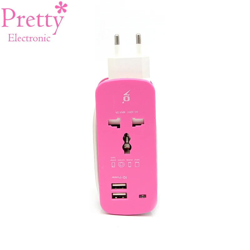 Pink Socket EU Portable 2 USB Port Charging Station with Universal ...