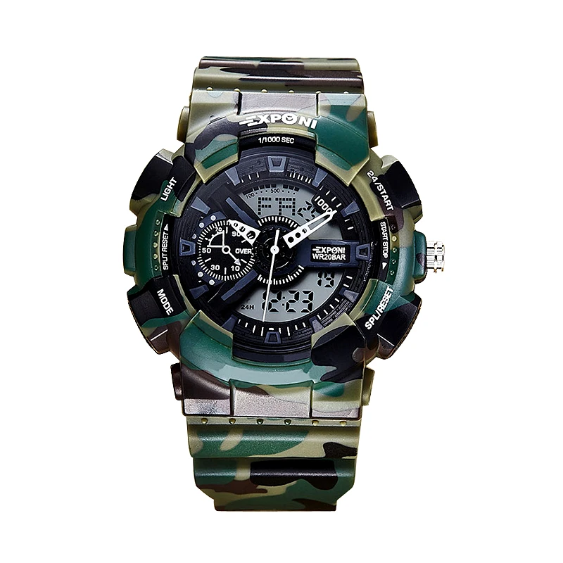 EXPCNI Men Sport Wristwatch LED Digital Army Military Watch Waterproof ...