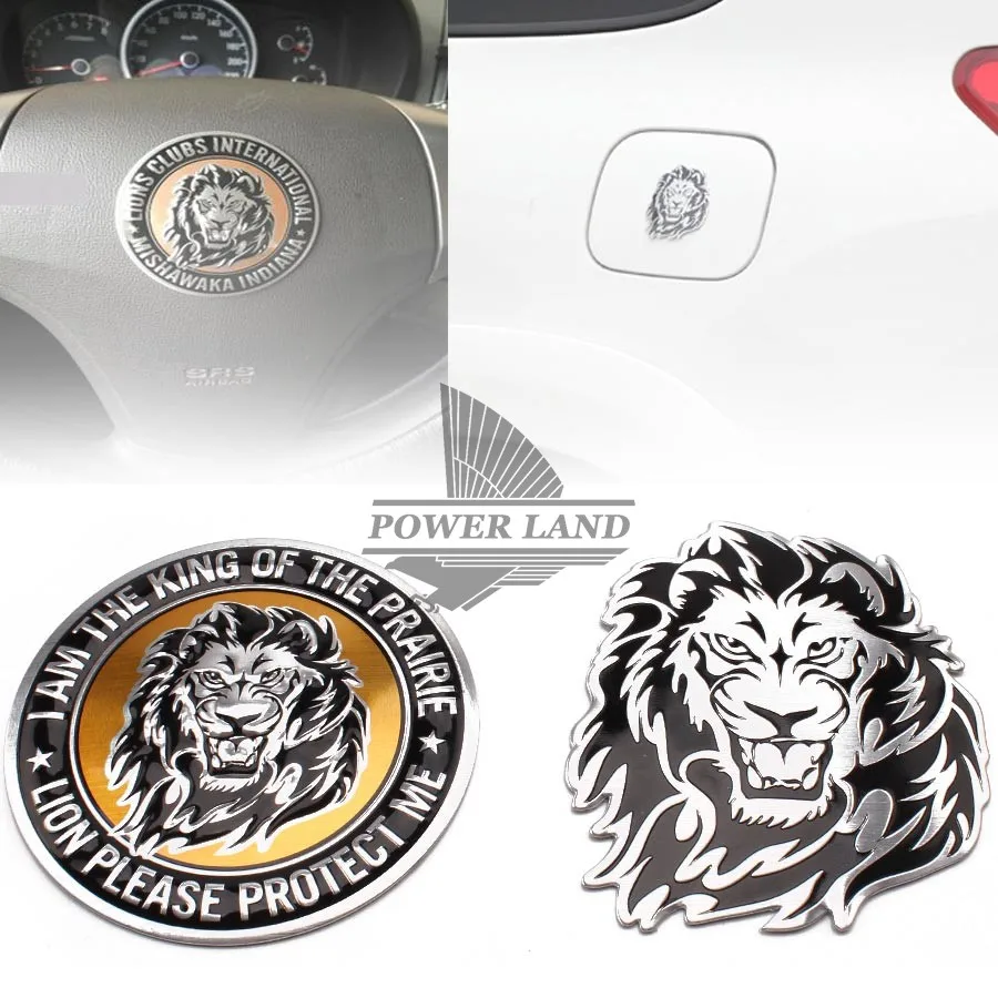 Car Body Decoration Animal Stickers Logo Metal 3d Lion Aluminium Emblem ...