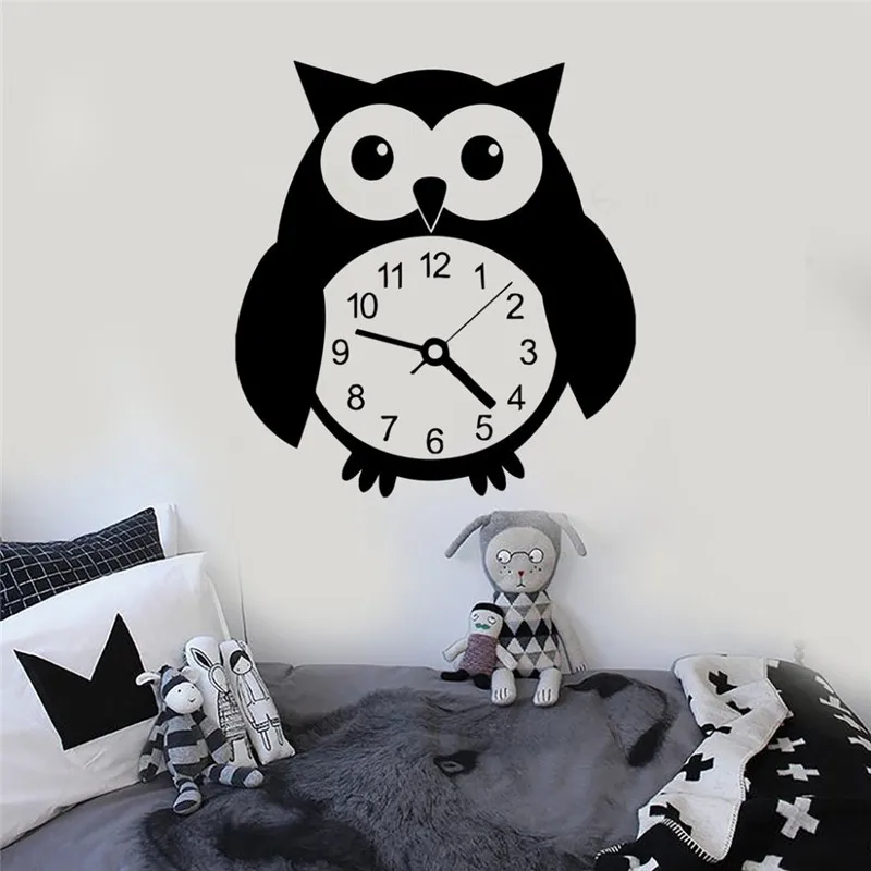 Funny Owl Bird Clock Wall Stickers Vinyl Wall Decal Great Decor for ...