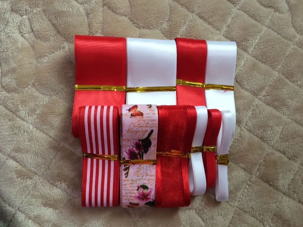 10meters mix red white ribbon set satin ribbon grosgrain ribbons ...