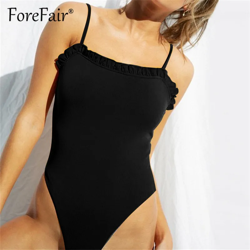 Forefair Sexy Camis Bodysuit Women Body Tank Top Summer 2018 Sleeveless Backless Ruched Knitted