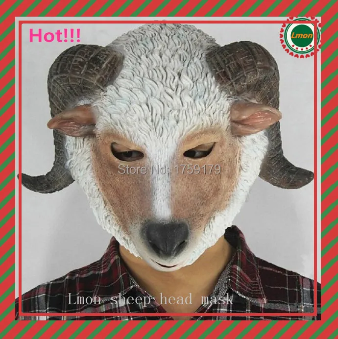 Creepy sheep Mask Head Halloween Goat/Sheep Head Latex Mask Party ...
