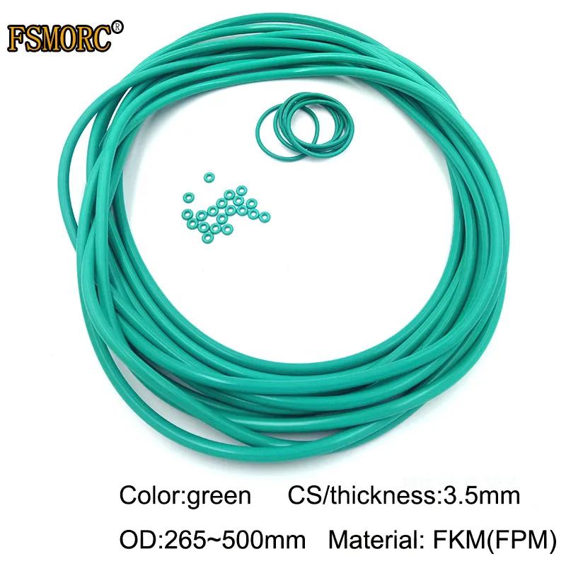Green FKM o rings OD265mm~500mm*3.5mm thickness/CS Oil resistant acid ...
