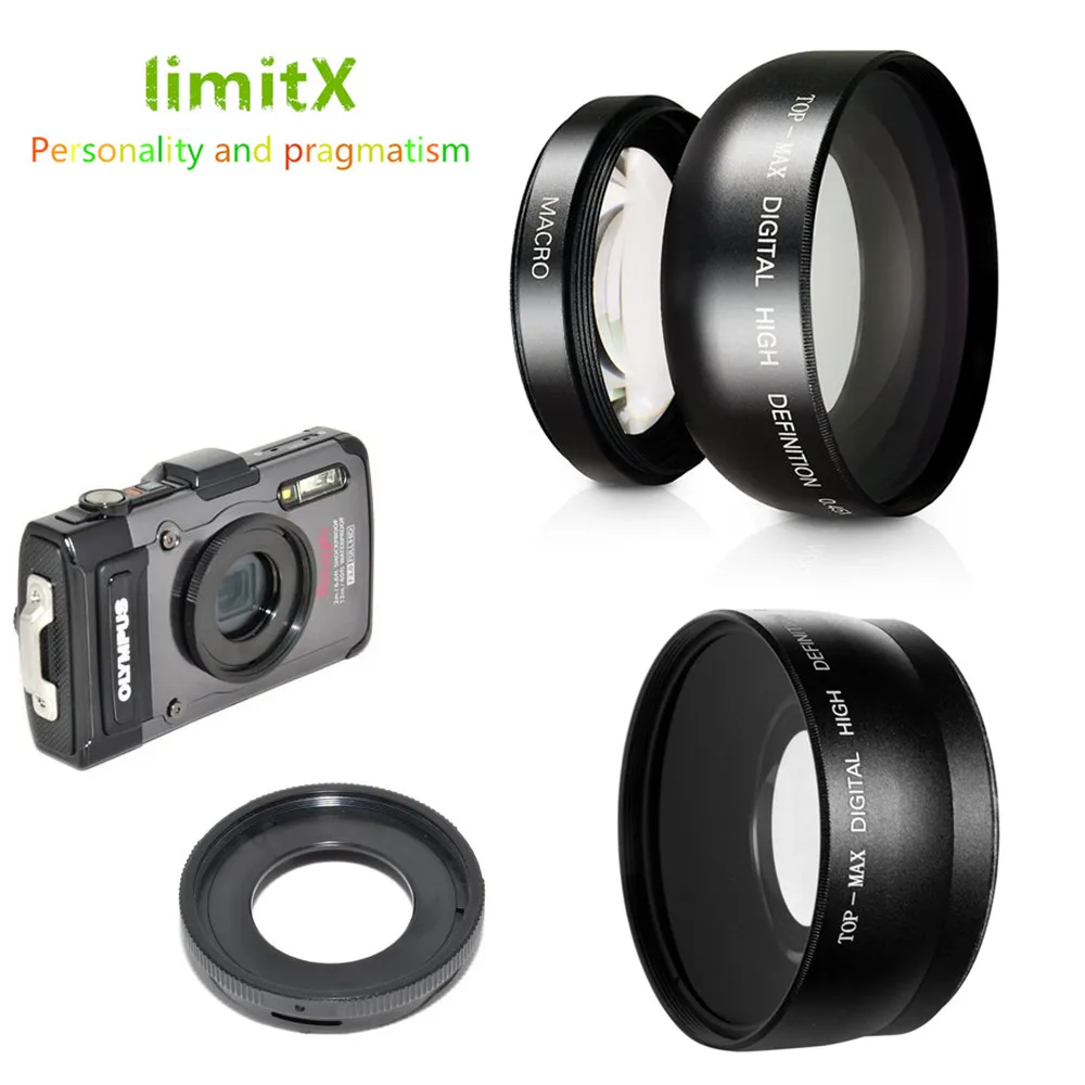 0.45x Super Wide Angle Lens With Macro & Adapter Ring For Olympus Tg-6 ...