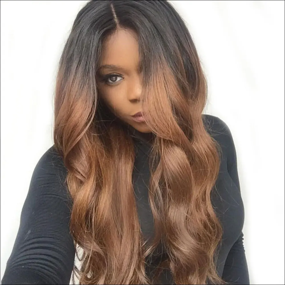 5x5 Inch Silk Top Human Hair Ombre Wigs Black Women Brown Glueless Body ...