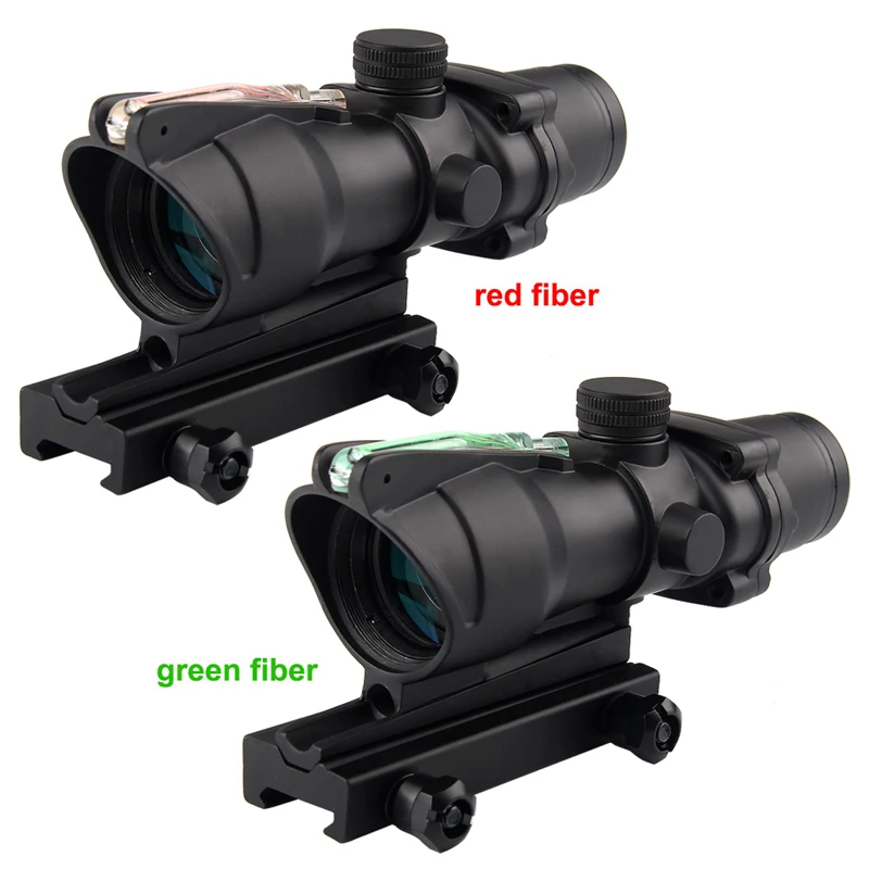 Tactical Hunting Rifle Scope Optic Sight Airsoft Green Red Fiber ACOG ...