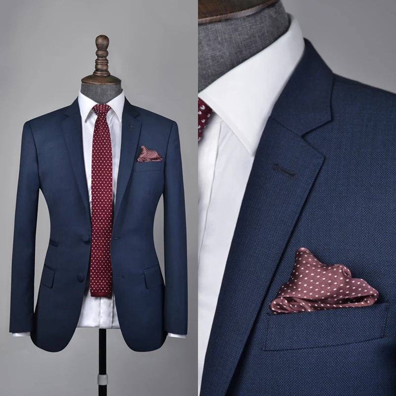 2014 Men's Custom Made Suit European Style Slim Fit Dress Suits Blue ...