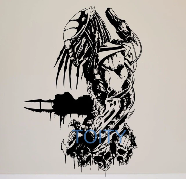Movie Predator Wall Sticker Retro Action Film Vinyl Decal Room Decor ...