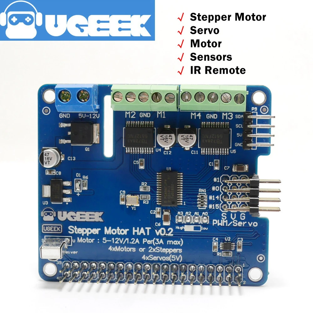 Diy Robot|ugeek Stepper Motor Hat For Raspberry Pi 3b,3b+,3a+,2b,4b,zero,zero W|stepper Motor ...