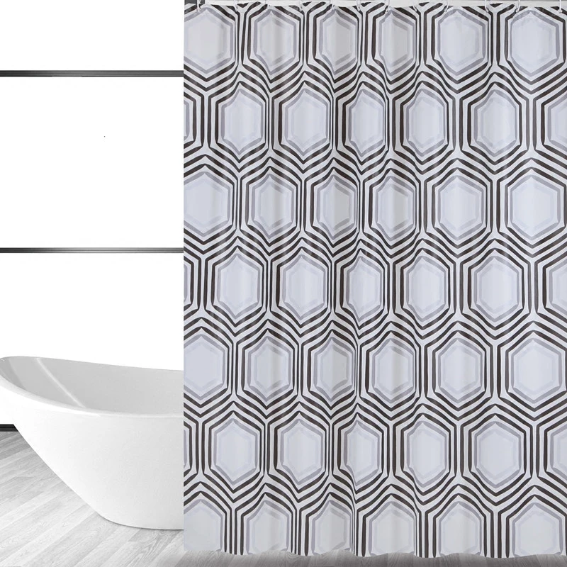 Buy Modern Gray Hexagon Pattern Design Shower Curtain