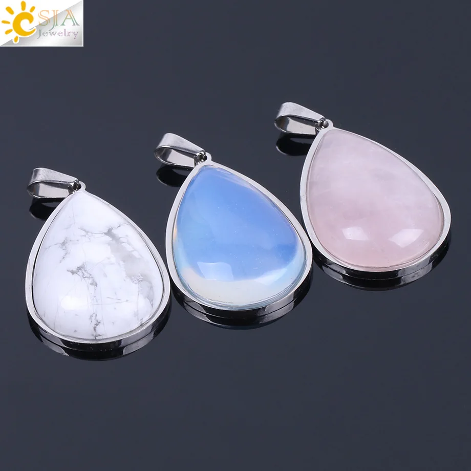 CSJA-Nat-rliche-Stein-Lila-Rosa-Quarz-Tiger-Eye-Kristall-Perlen-Halskette-Anh-nger-Wasser ...