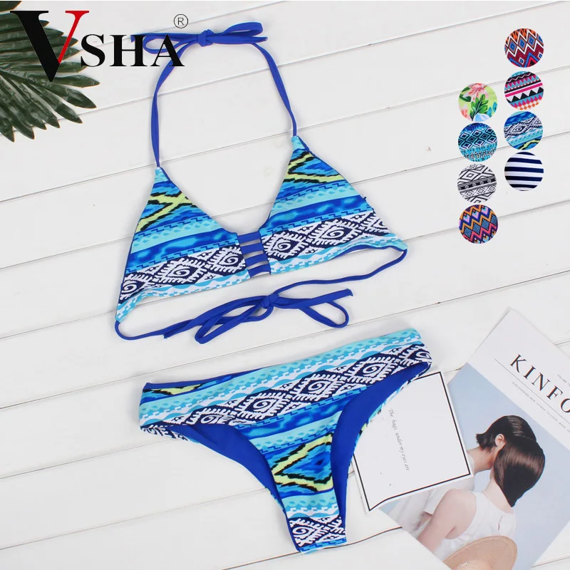 Vsha Colorful Brazil Bikini Women Summer Swimsuit Flower Swimwear 8