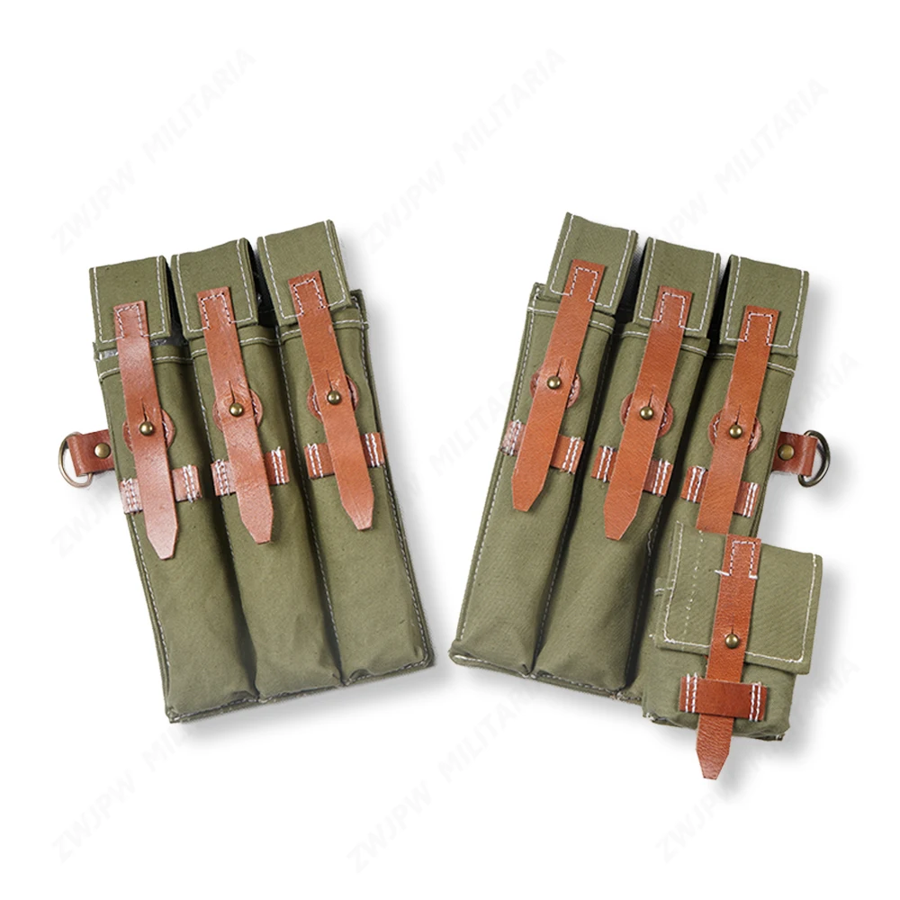 WW2 Amy P38/P40 Magazine Pouch Ammo Pouch Canvas brown leather straps ...