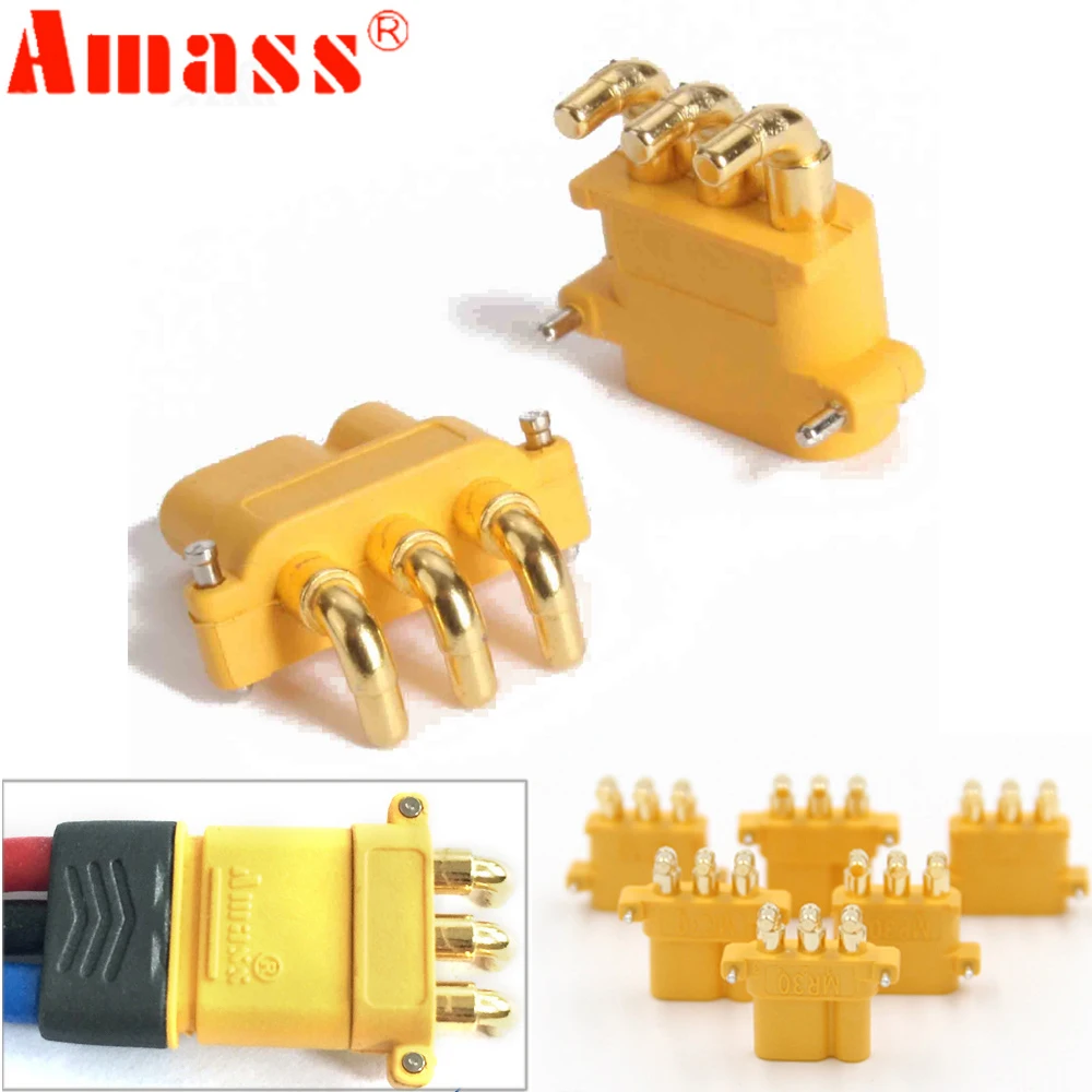 100-x-AMASS-MR30PW-MR-30-PCB-Three-pin-Male-Female-2mm-Bullet ...