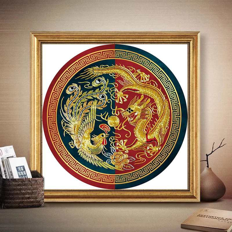 Dragon-and-phoenix-Round-pattern-Chinese-Cross-Stitch-Embroidery-Kits ...