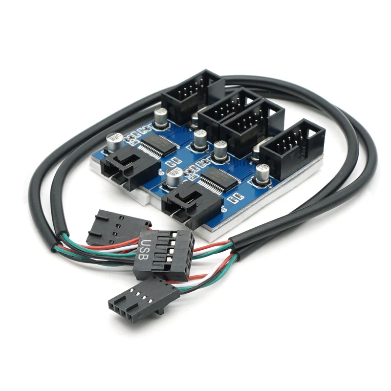 9pin USB header Male 1 to 4 Female Extension Cable Card Desktop 9 Pin ...