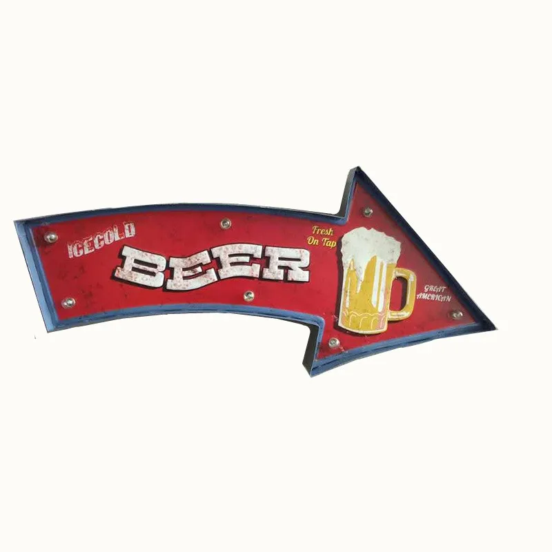 LED Iron Nostalgia Beer Arrows Neon Sign Decorative Painting Bar/Cafe ...
