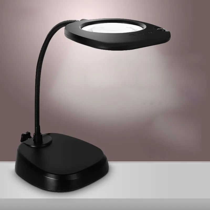 220V 5X Large Magnifier Lamp Stand Table Magnifying Glass With LED 