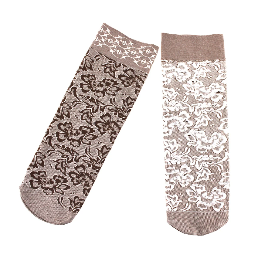 Women Winter Thick Short Sock Dark Gray/Skin Color Jacquard Socks Rose ...