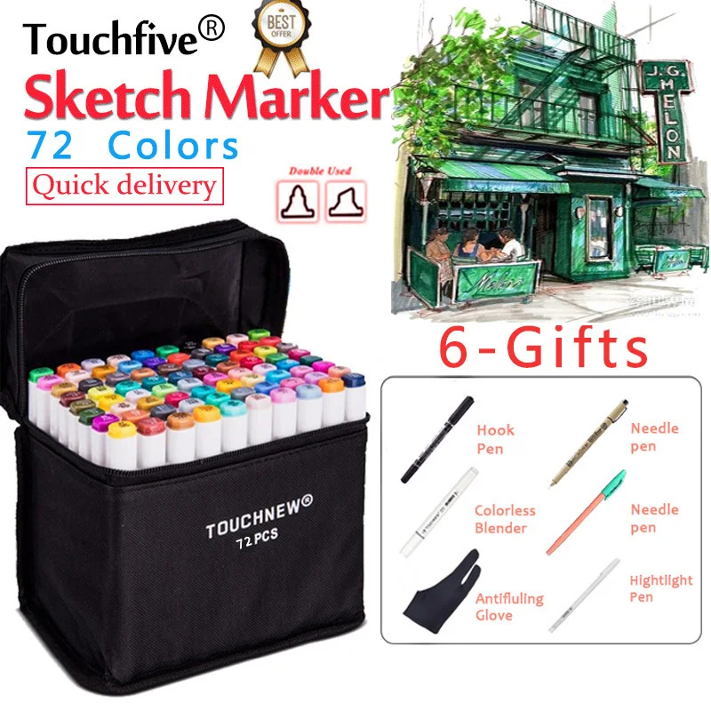 72 colors marker pen set manga Architectural Design Painting Sketch ...