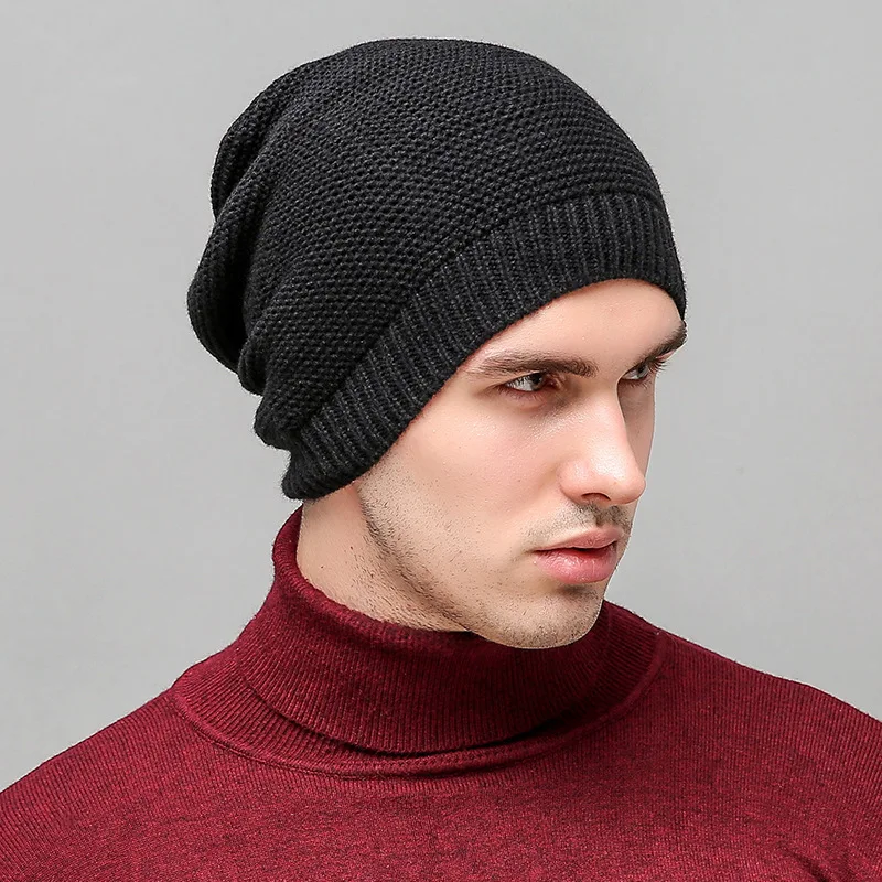 2017 Heat Sell Autumn Beanie Winter Hat Men Solid Color Stripe Head Cap ...