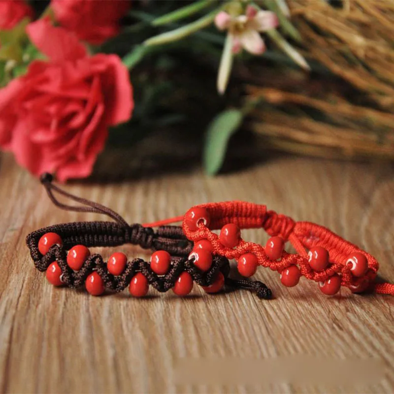 30 Pieces/Lot Ceramic Red Beads Strand Bracelet For Women Ethnic Rope ...