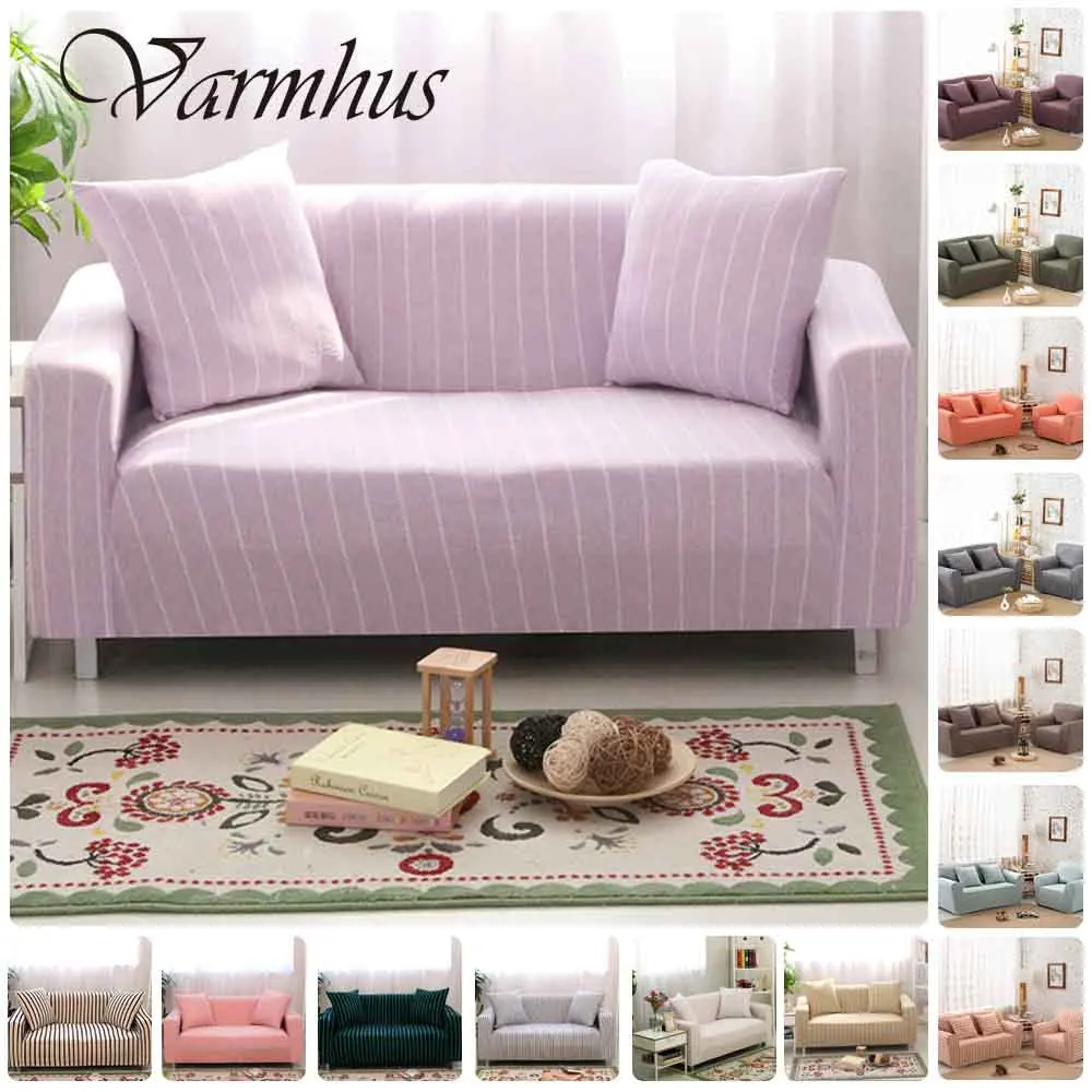 Varmhus Cotton Knitting Stripe Stretch Sofa 1 2 3 4 Seater Protector ...