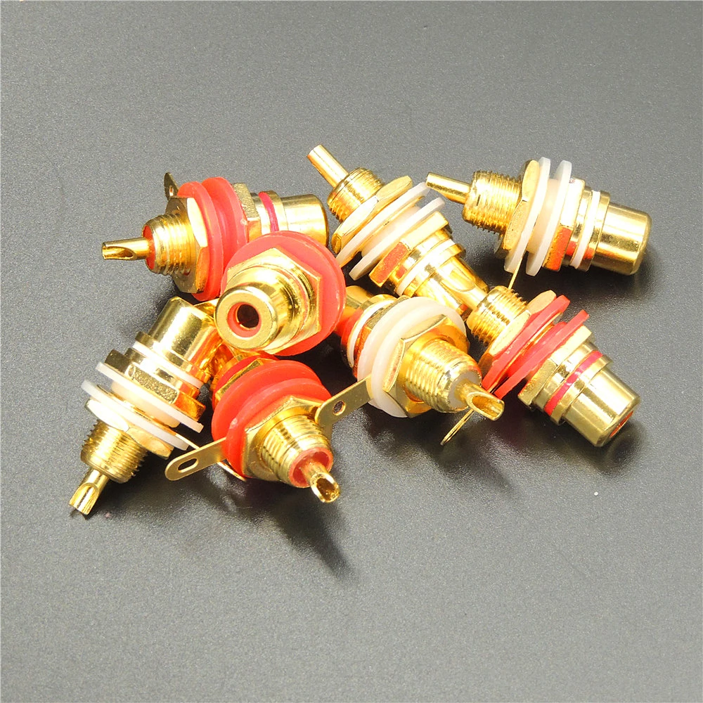 20pcs/lot Panel Mount Gold Plated RCA Female plug Jack Audio Socket ...