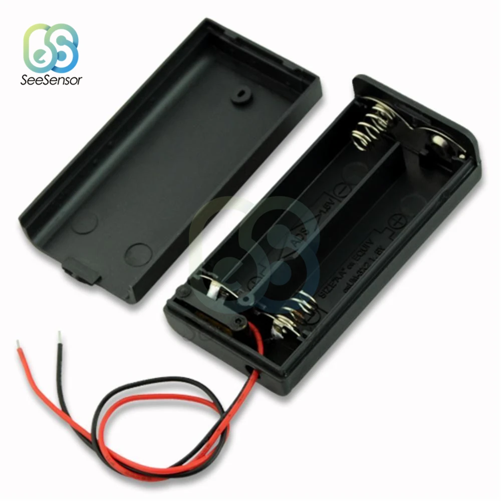 2-AA-Battery-Case-with-Cover-Switch-Battery-Holder-AA-Storage-Box-Case ...
