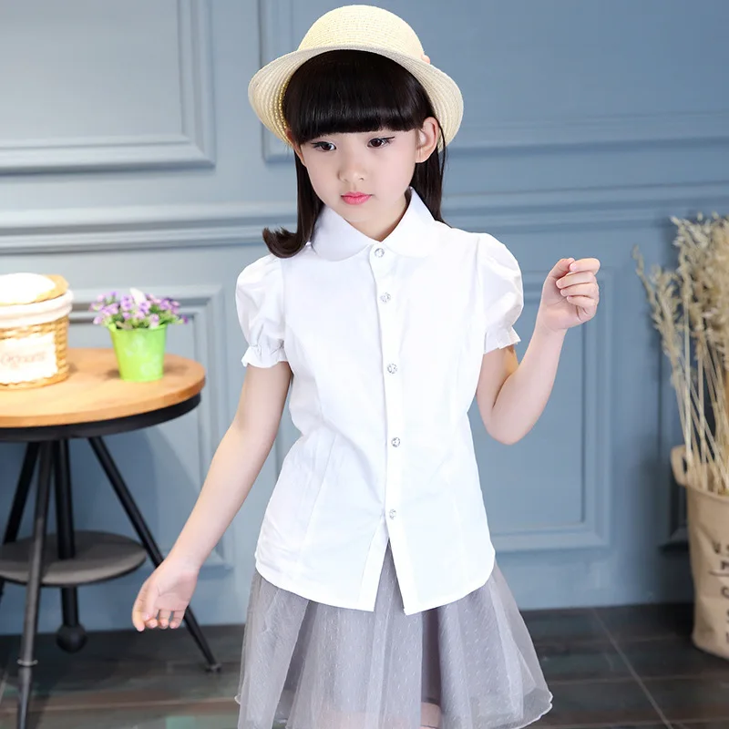 White Blouses For Girls Christmas Costumes Short Sleeve Kids Girl ...