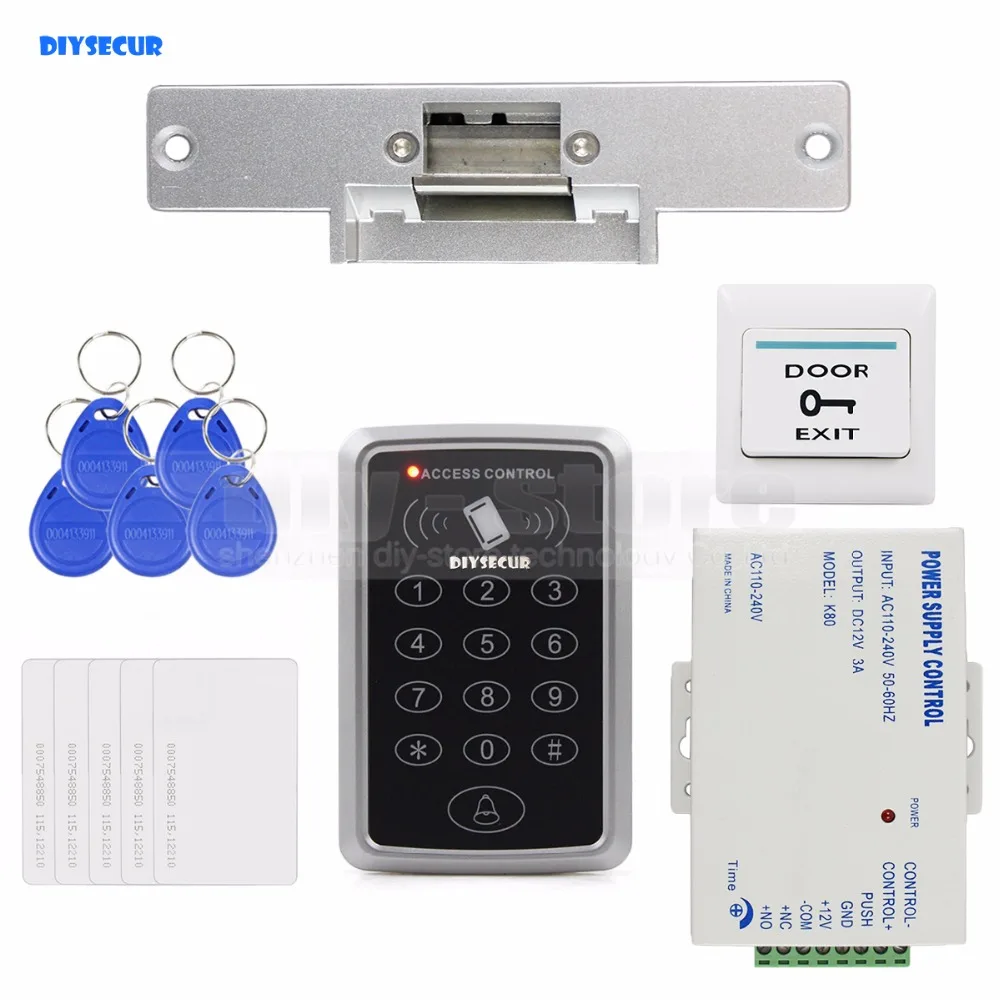 DIYSECUR 125KHz RFID Reader Password Keypad Access Control System Full ...