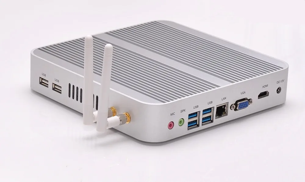 Fanless Mini PC Small Computer Haswell SOC Design Intel Core i5 4200U 4G RAM 64GB SSD 4K HD HTPC ...