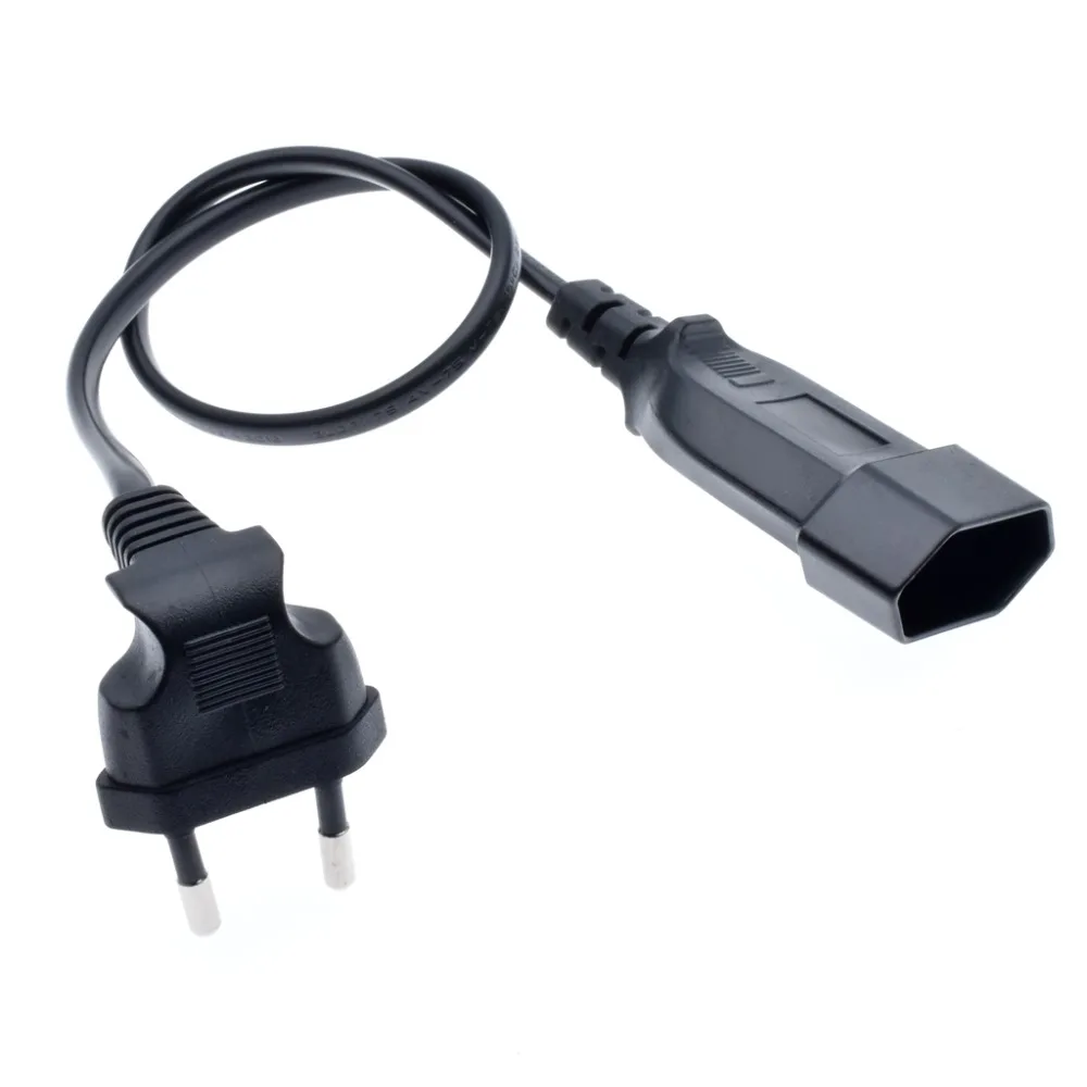 2PCS European EU 2 Prong Bend Angle Male to Female Power Extension Cord ...