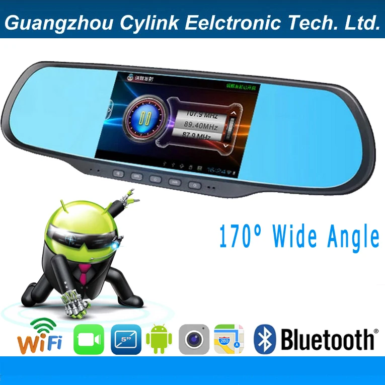 Cylink 5" Android full hd 1080p Car Bluetooth rearview mirror dvr ...